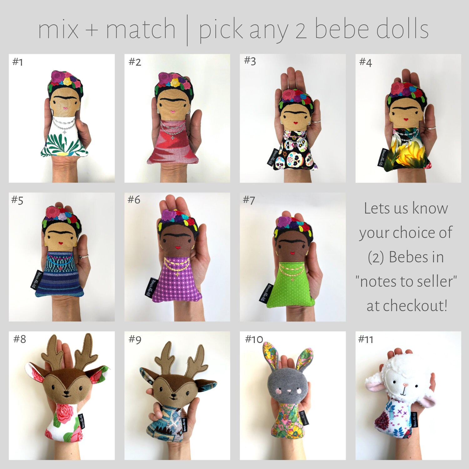 Mix and Match Any 2 Mini Fabric Dolls, Bebe Doll, Kids Sized Rag Dolls ...