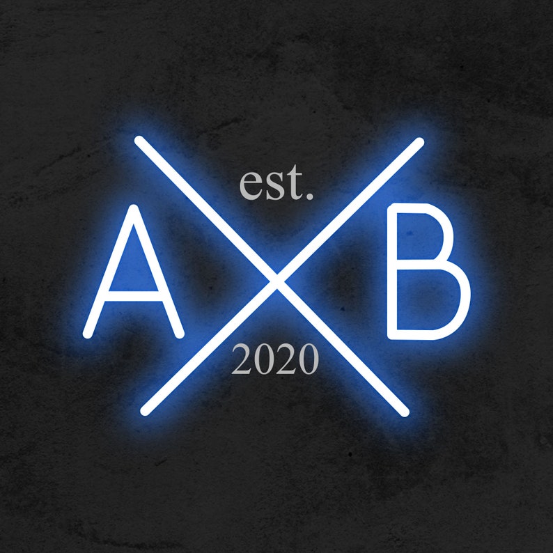 Hipster Custom Initials Sign Wedding Neon Sign Initials | Etsy