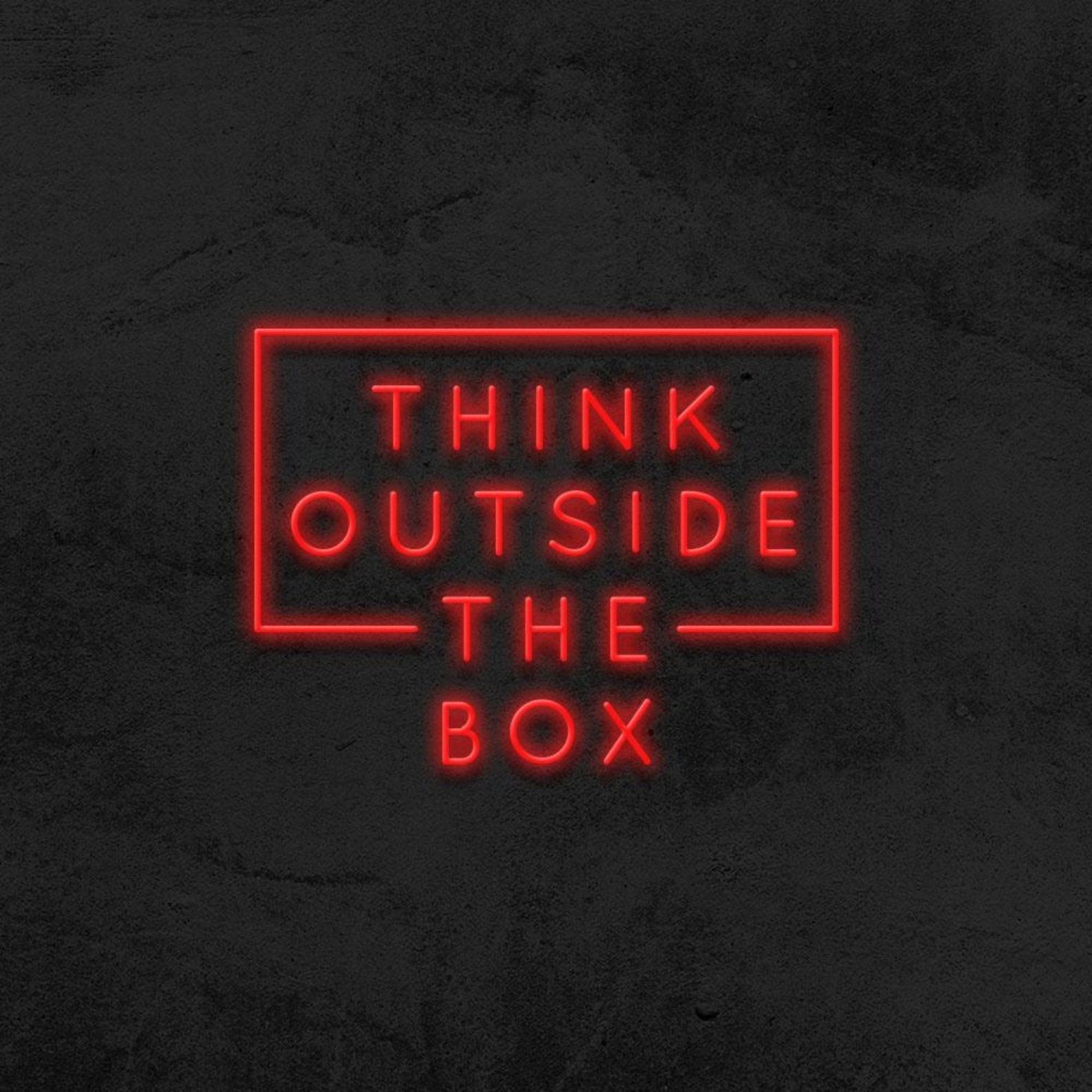 Think Outside the Box Neon Sign | Office Wall Art, Office Wall Decor ...
