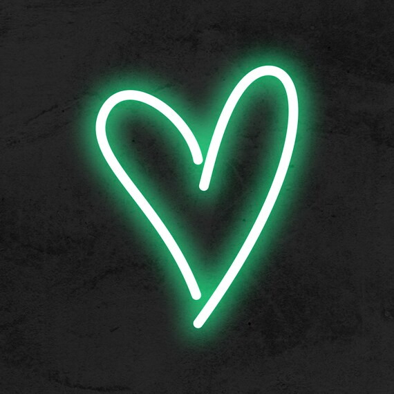 Neon Green And Pink Hearts