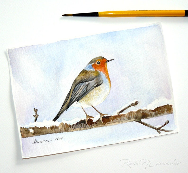 Robin Bird Painting Original Watercolor Robin Painting - Etsy
