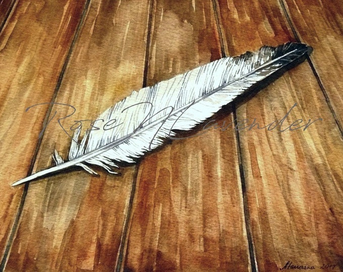 Feather Artwork Original Watercolor Painting White Feather Painting ...