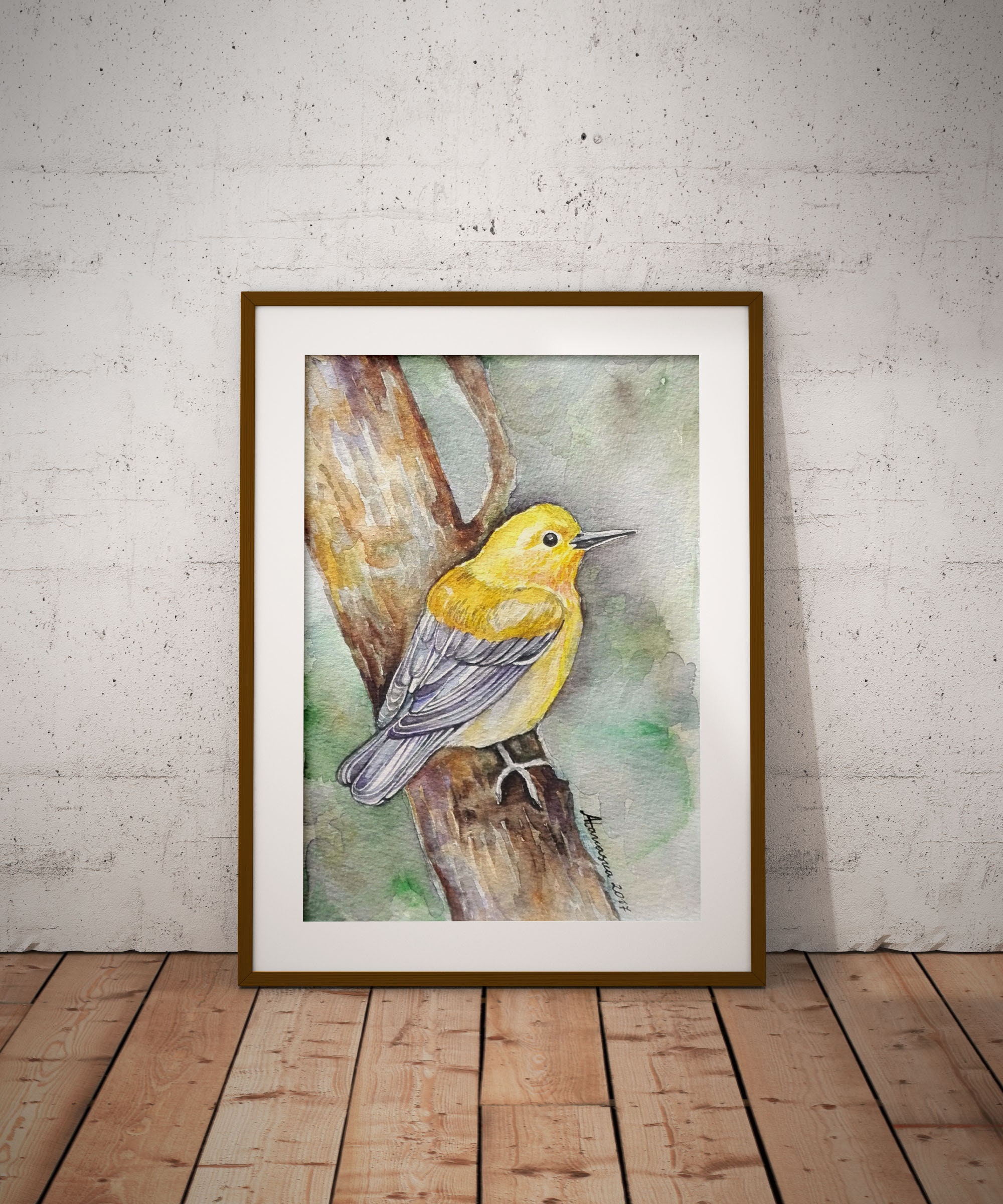 Yellow Bird Painting ORIGINAL Watercolor Bird Wall Art | Etsy