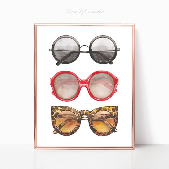 Sunglasses Art Glasses Print Fashion illustration Fashion | Etsy