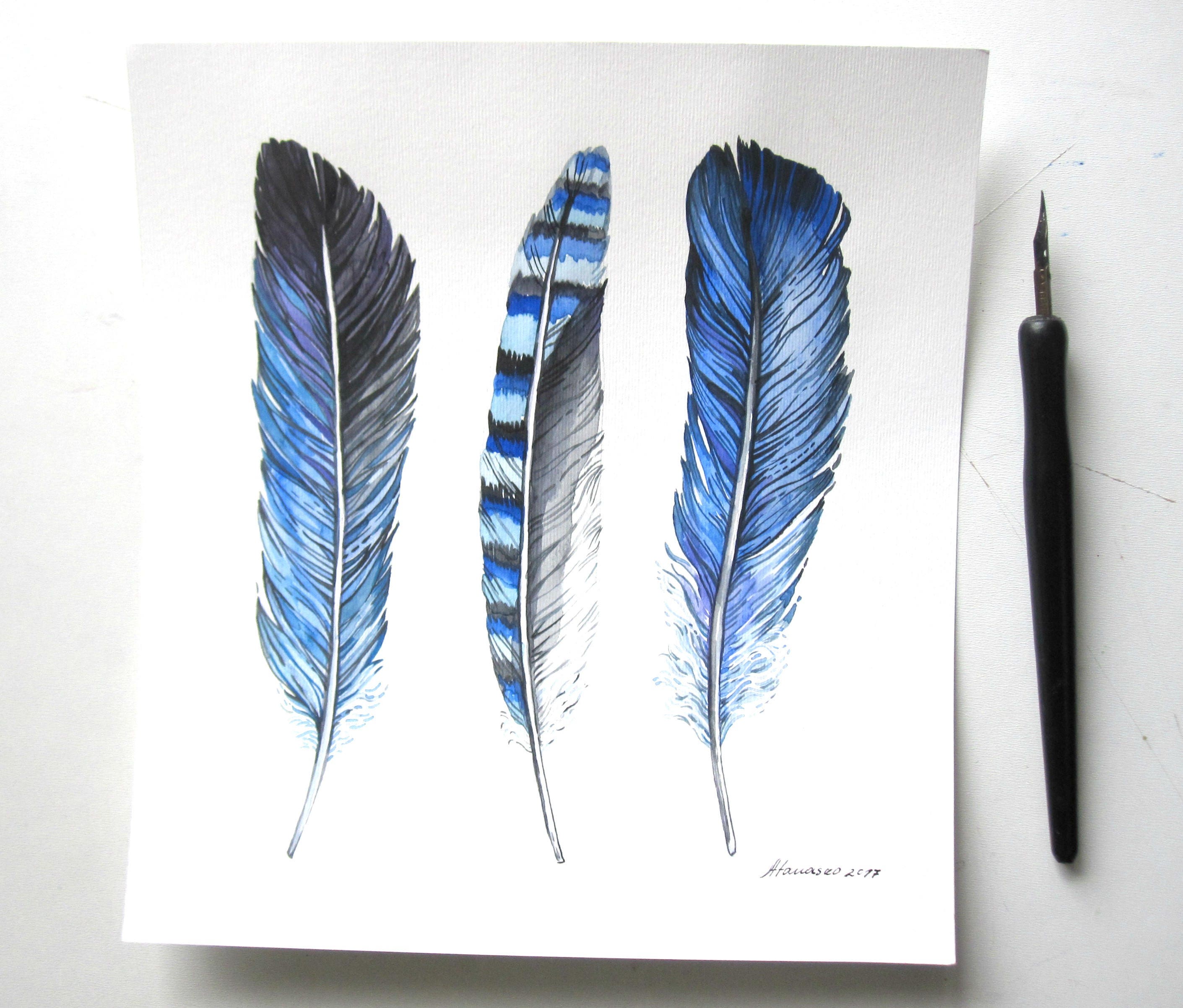 Feather Watercolor Painting