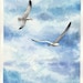 Seagulls Watercolor, Seagulls Painting, Clouds Watercolor, Original ...