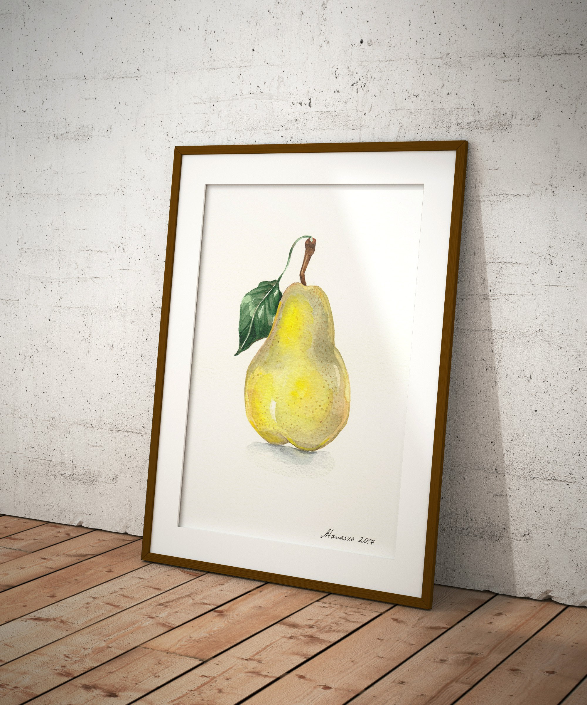 Pear Watercolor Original Painting Kitchen Wall Art Fruit - Etsy