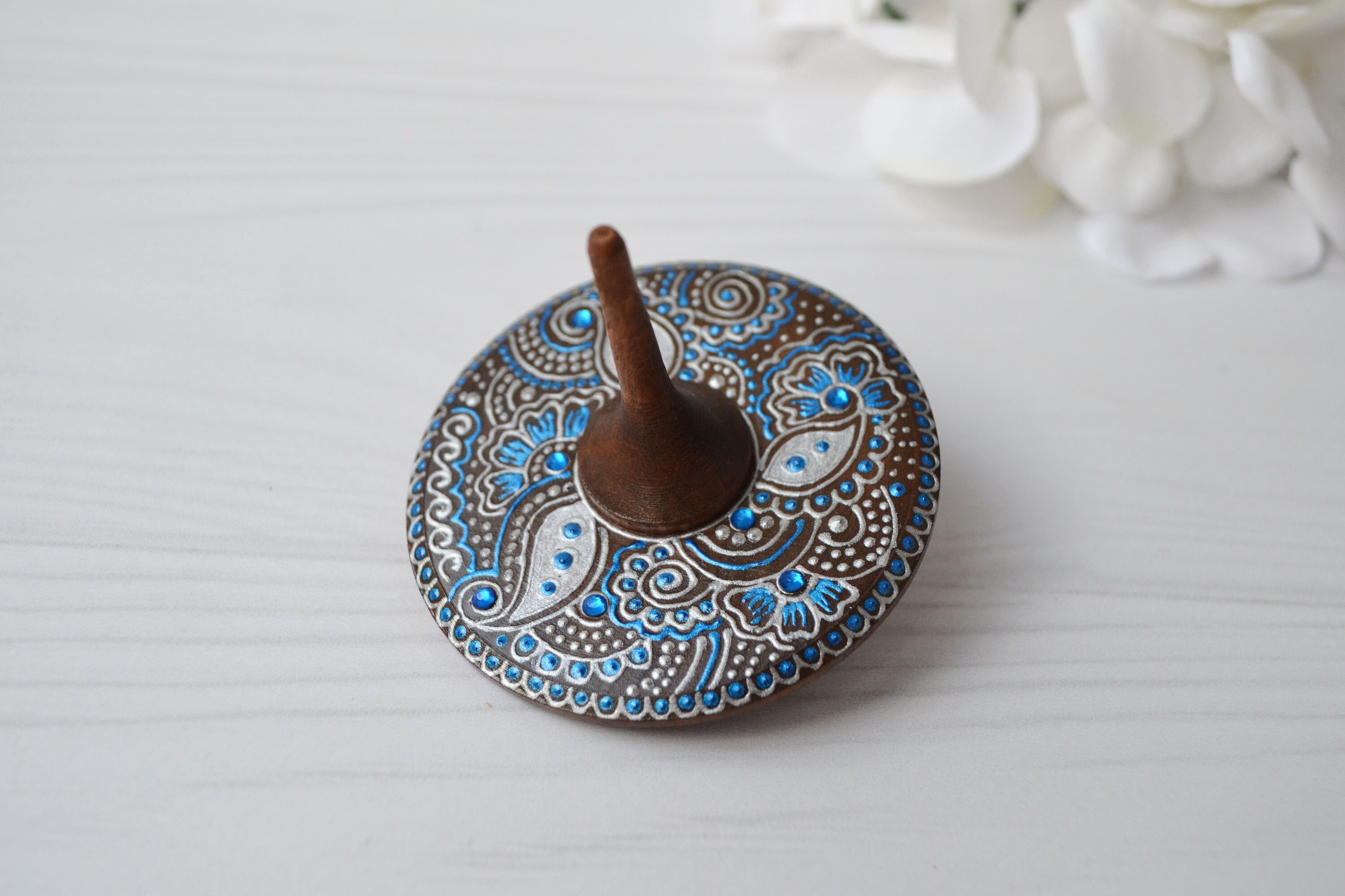 Wooden Spinning Top Painted Pocket Spin Tops | Etsy