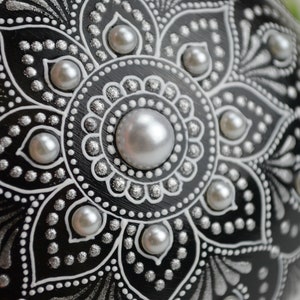 White Black Mandala Painted Stone Painted Large Pebble Paperweight ...