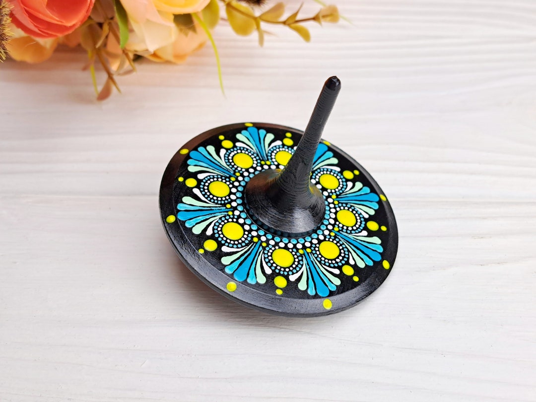 Blue Mandala Spinning Top Kids Stress Toy, Gift for Son, Desktop Toy ...