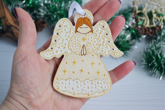 Personalized Wooden Angel Hand Painted Angels Nursery Decor - Etsy