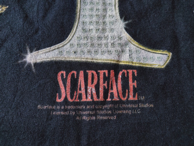 SCARFACE TONY MONTANA Logo Vtg Black T-shirt Cult Movie Tees Al Pacino ...