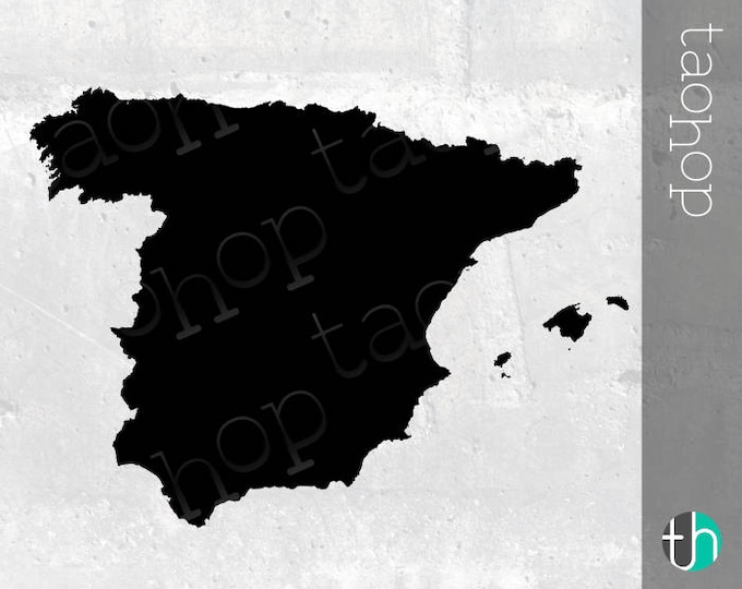 Spain SVG File - Spain Map Outline SVG -vector Clip Art for Commercial ...