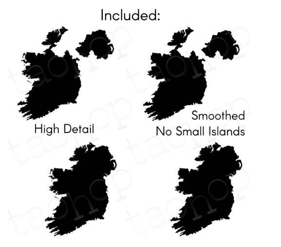 Ireland SVG, PNG, Ireland Silhouette, High Detail and Smoothed Versions ...