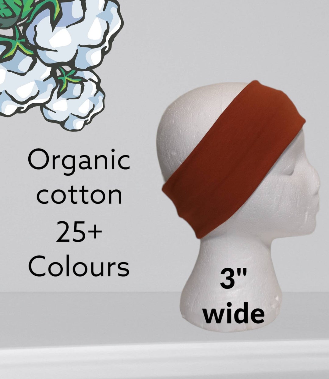 Plain Jersey Headband|organic Stretchy Cotton Headband|3" Headband ...