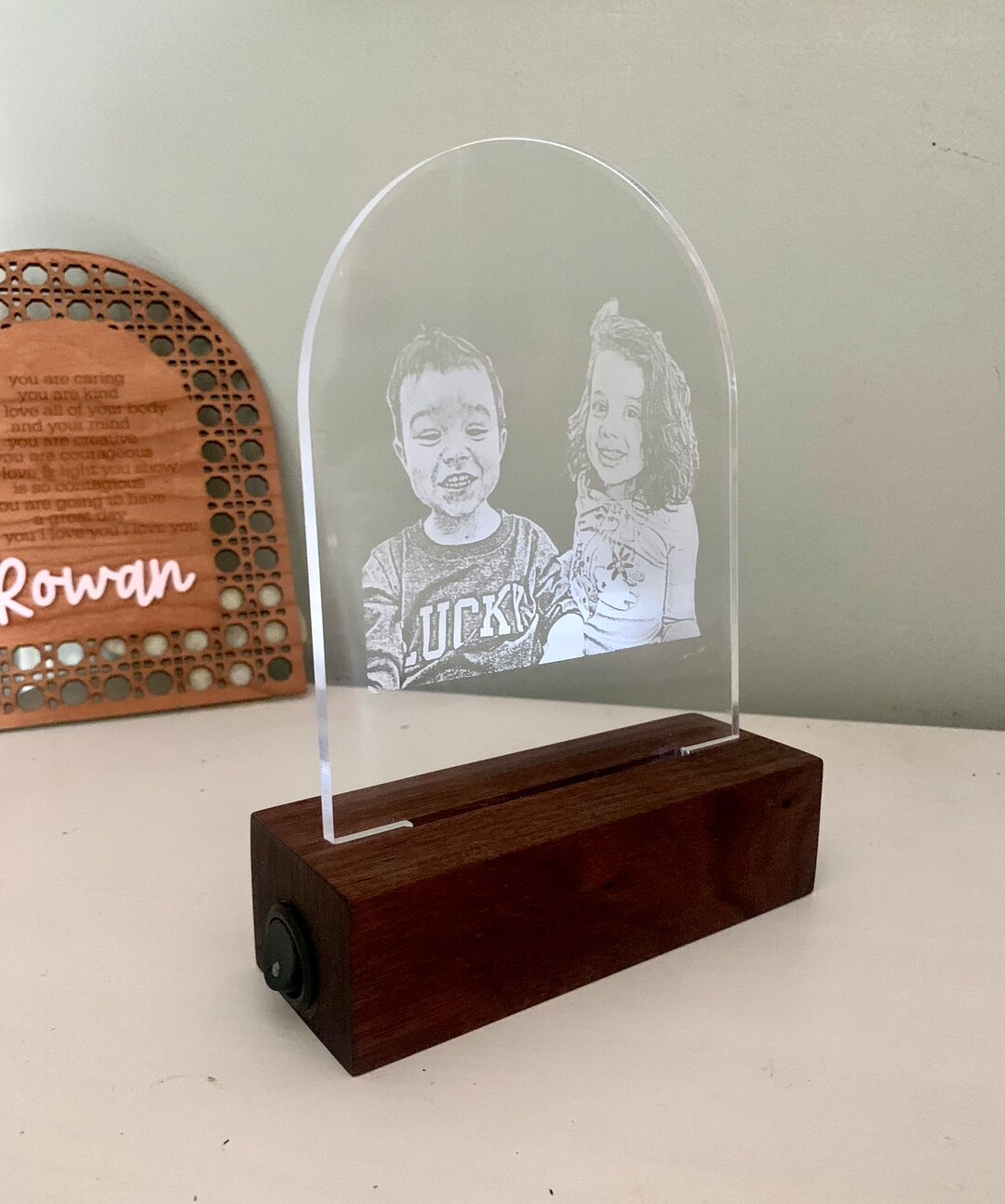 CORDLESS Illuminated Plaque | Portrait Nightlight | Acrylic Light ...