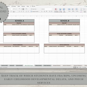 School Psychologist Caseload Spreadsheet | MULTIPLE SCHOOLS | Editable ...