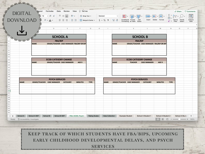 School Psychologist Caseload Spreadsheet | MULTIPLE SCHOOLS | Editable ...