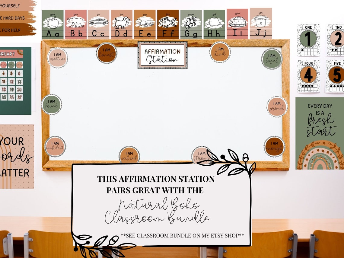 Natural Boho Affirmation Station Classroom Decor Digital Download ...
