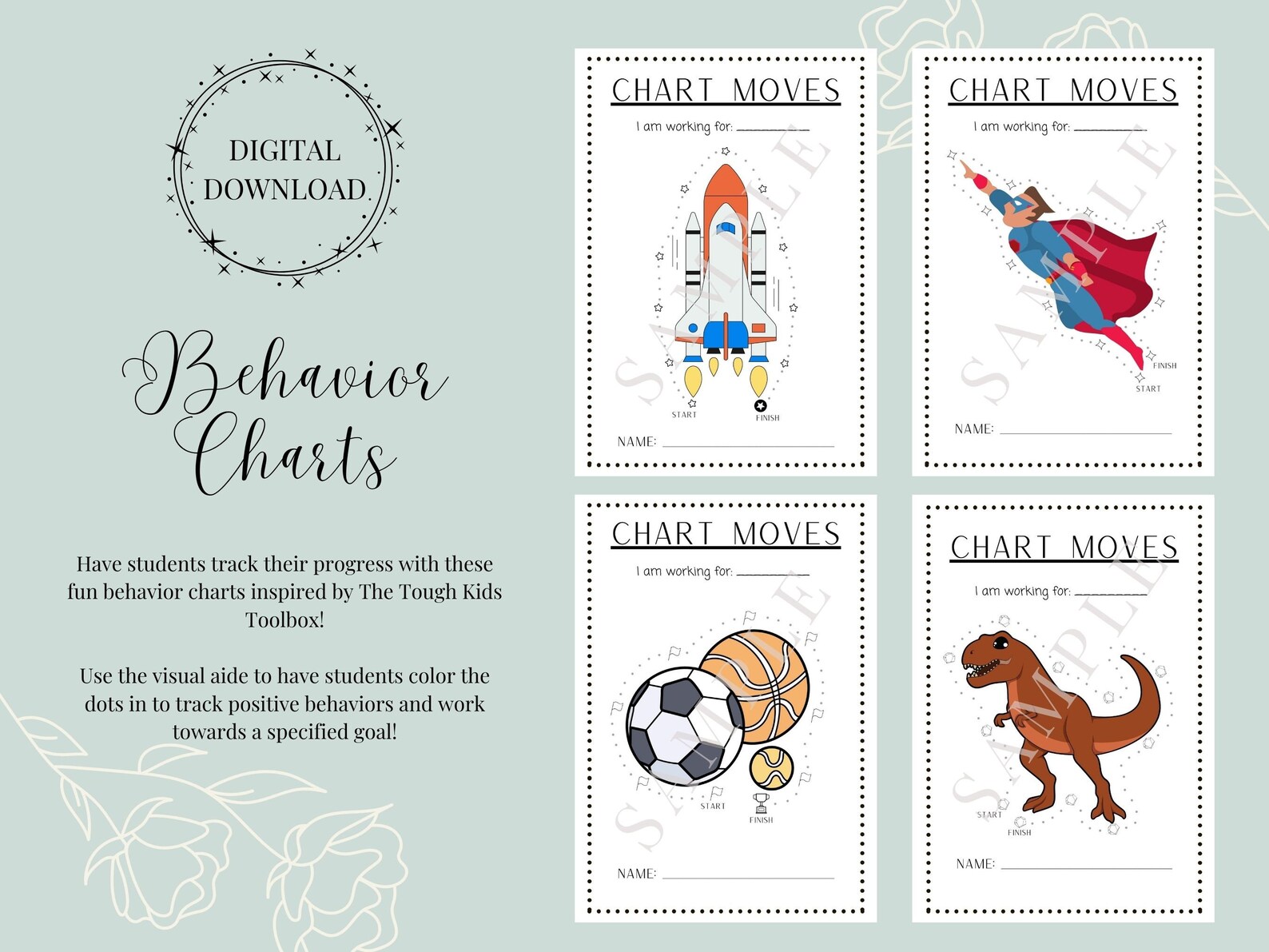 Chart Moves Behavior Tracker Digital Download ABA Tool Therapy ...