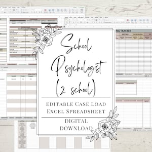 School Psychologist Caseload Spreadsheet MULTIPLE SCHOOLS Editable ...