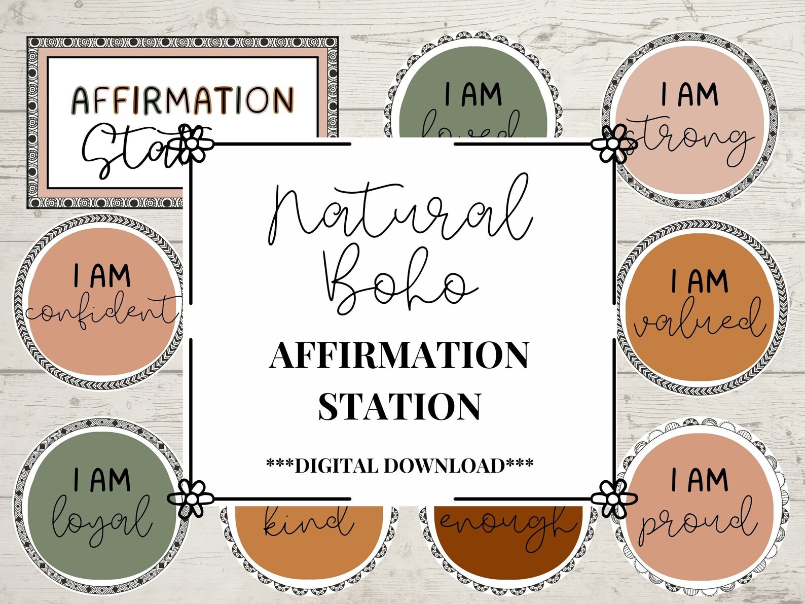 Natural Boho Affirmation Station Classroom Decor Digital Download ...