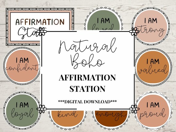 Natural Boho Affirmation Station Classroom Decor Digital | Etsy
