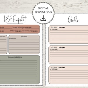 IEP Snapshot | Editable Microsoft Word Document | Special Education ...