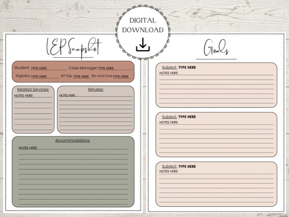 IEP Snapshot Editable Microsoft Word Document Special - Etsy