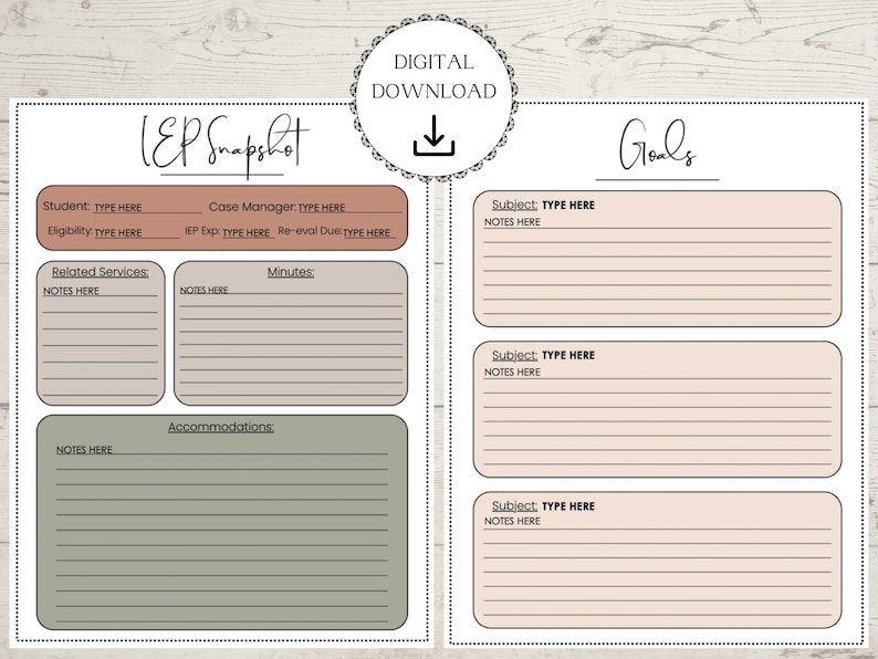IEP Snapshot | Editable Microsoft Word Document | Special Education ...