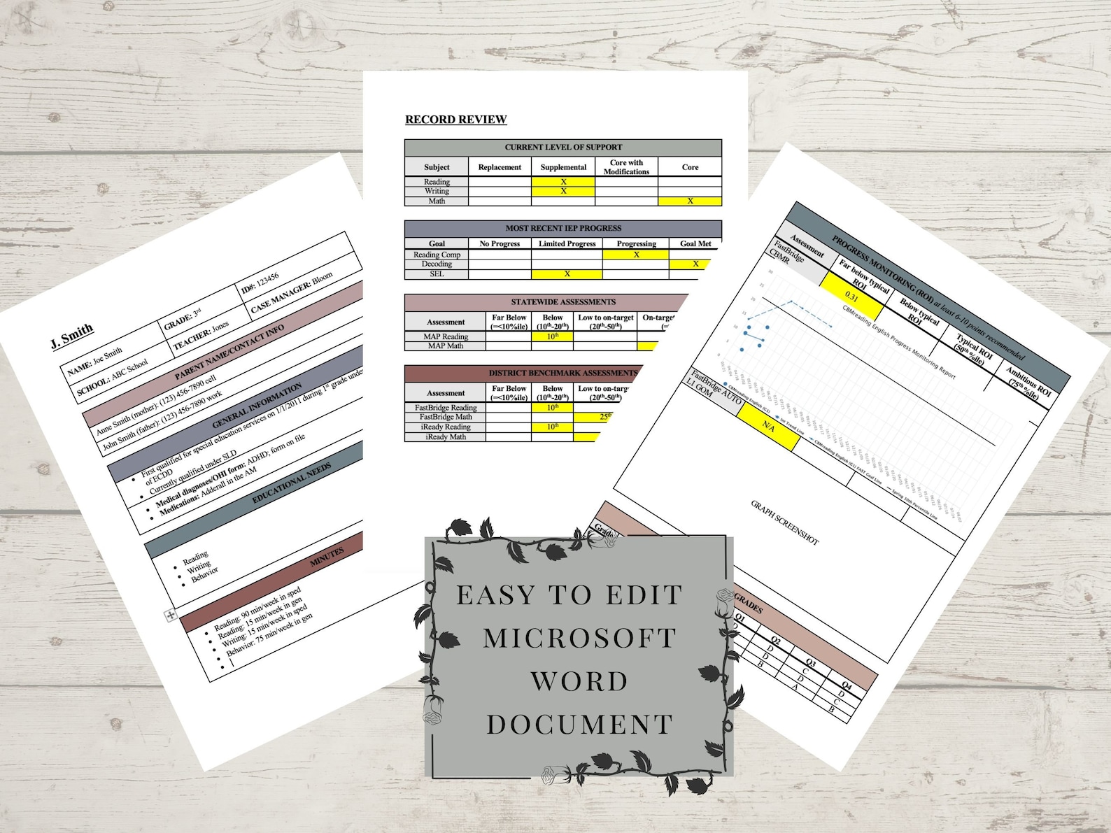 Student Record Review Editable Template | Microsoft Word | Special ...