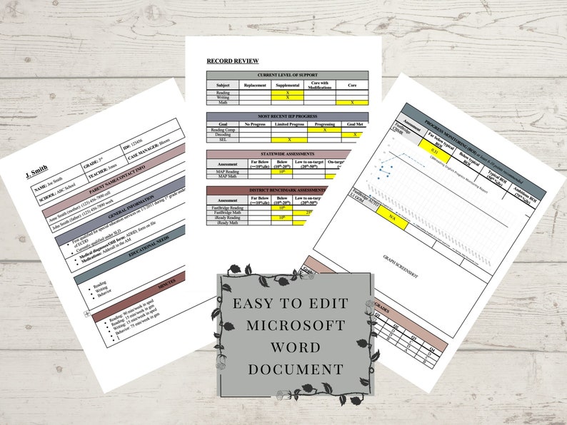 Student Record Review Editable Template | Microsoft Word | Special ...