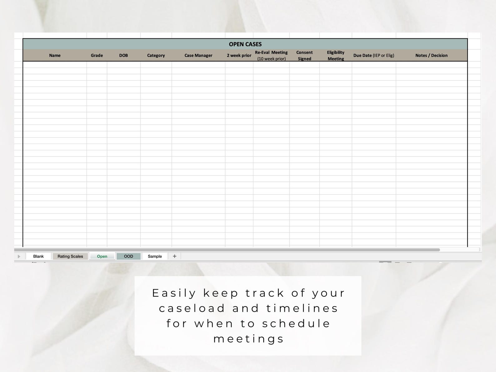 School Psychologist Caseload Spreadsheet | Version 2 | Editable Excel ...