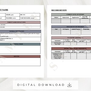 Student Record Review Editable Template | Microsoft Word | Special ...