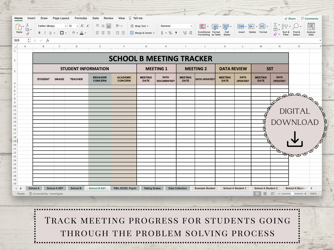 School Psychologist Caseload Spreadsheet MULTIPLE SCHOOLS Editable ...