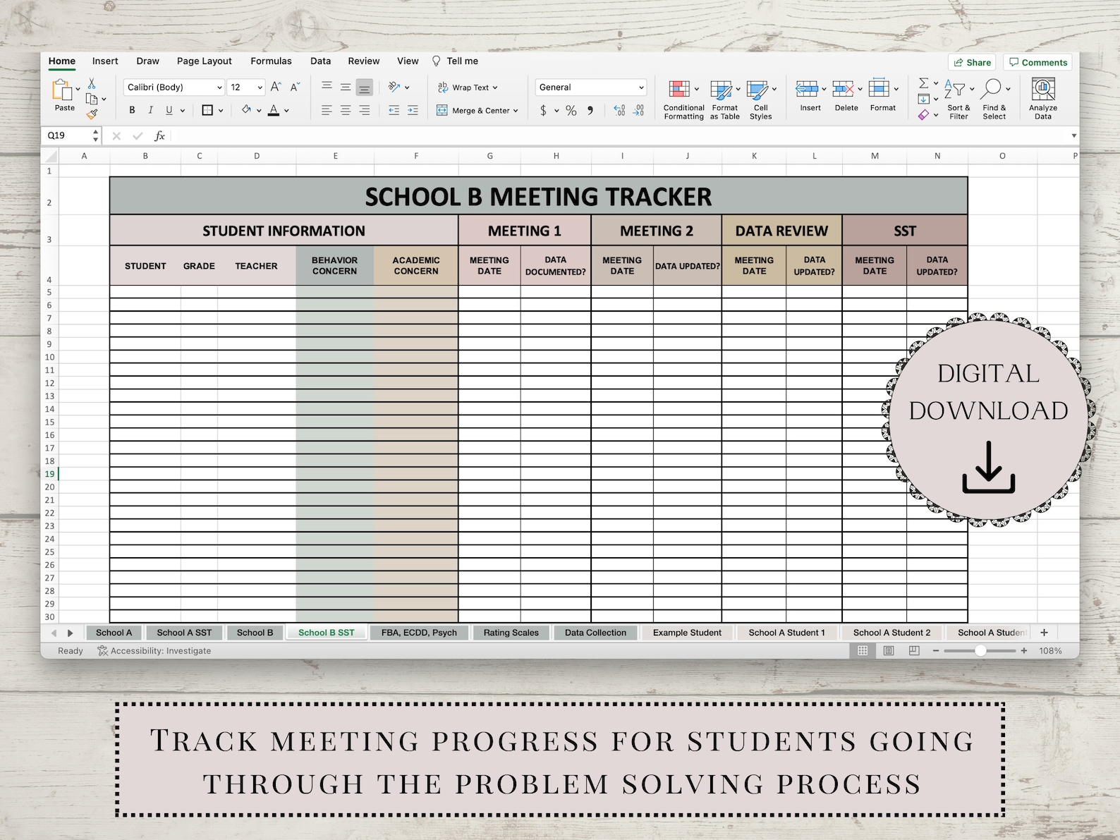 School Psychologist Caseload Spreadsheet | MULTIPLE SCHOOLS | Editable ...