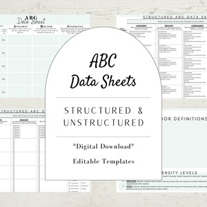 Editable ABC Data Collection Sheets Unstructured & Structured FBA ...