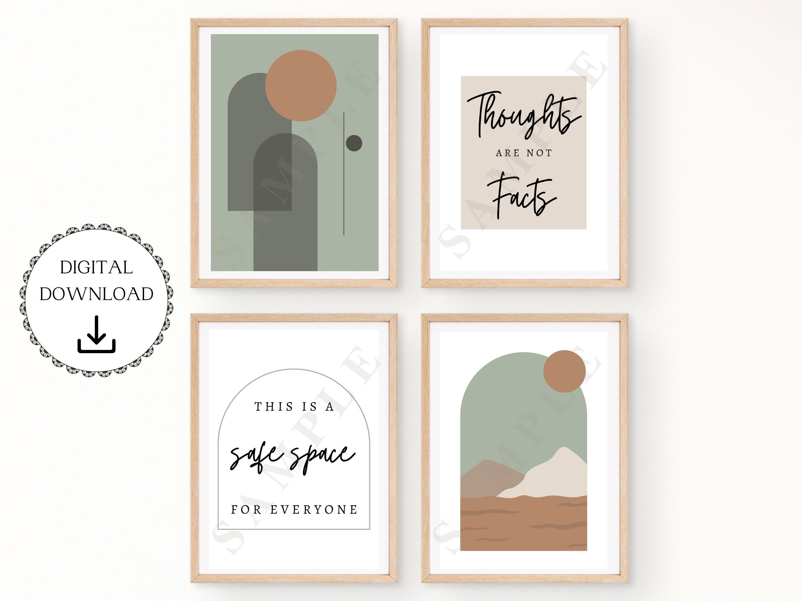 Boho Therapy Prints | Digital Download | Printable Posters | Set of 8 ...