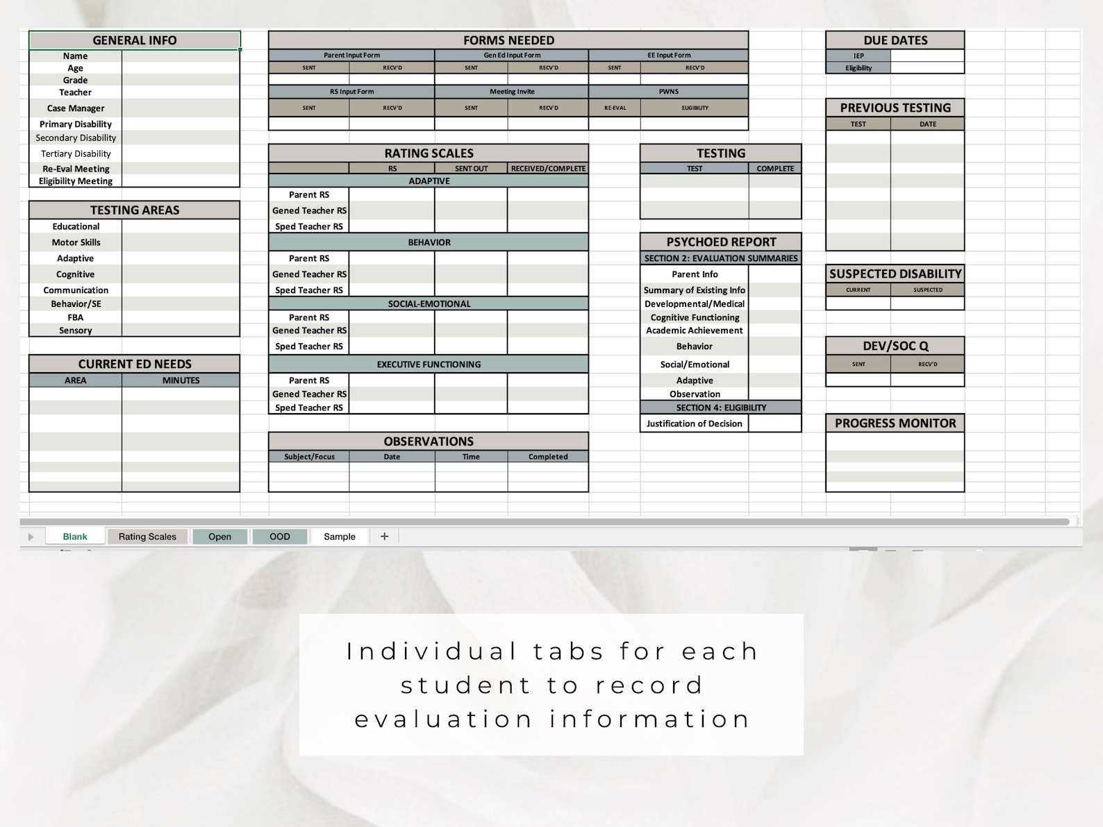School Psychologist Caseload Spreadsheet | Version 2 | Editable Excel ...