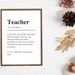 Teacher Definition | Printable Poster | Digital Download | Classroom ...
