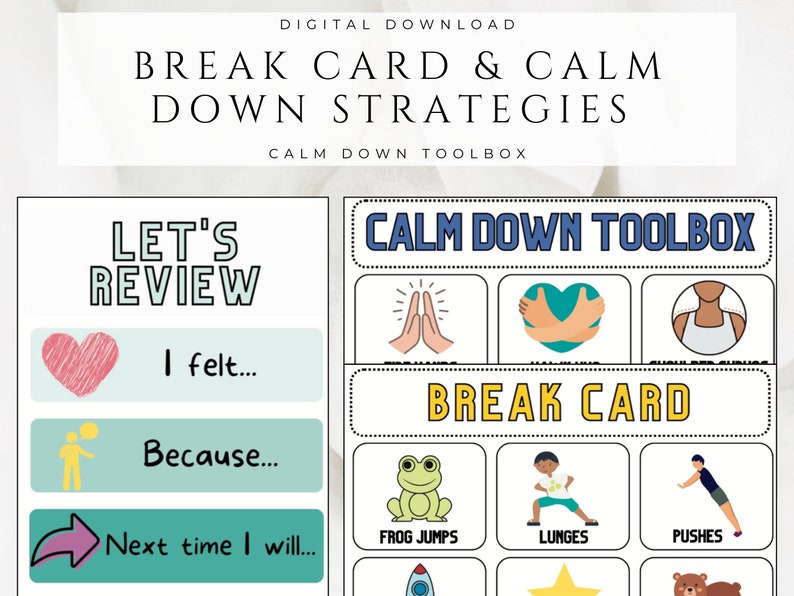 Calm Down Toolbox | Break Card | Visual Prompt | Digital Download ...