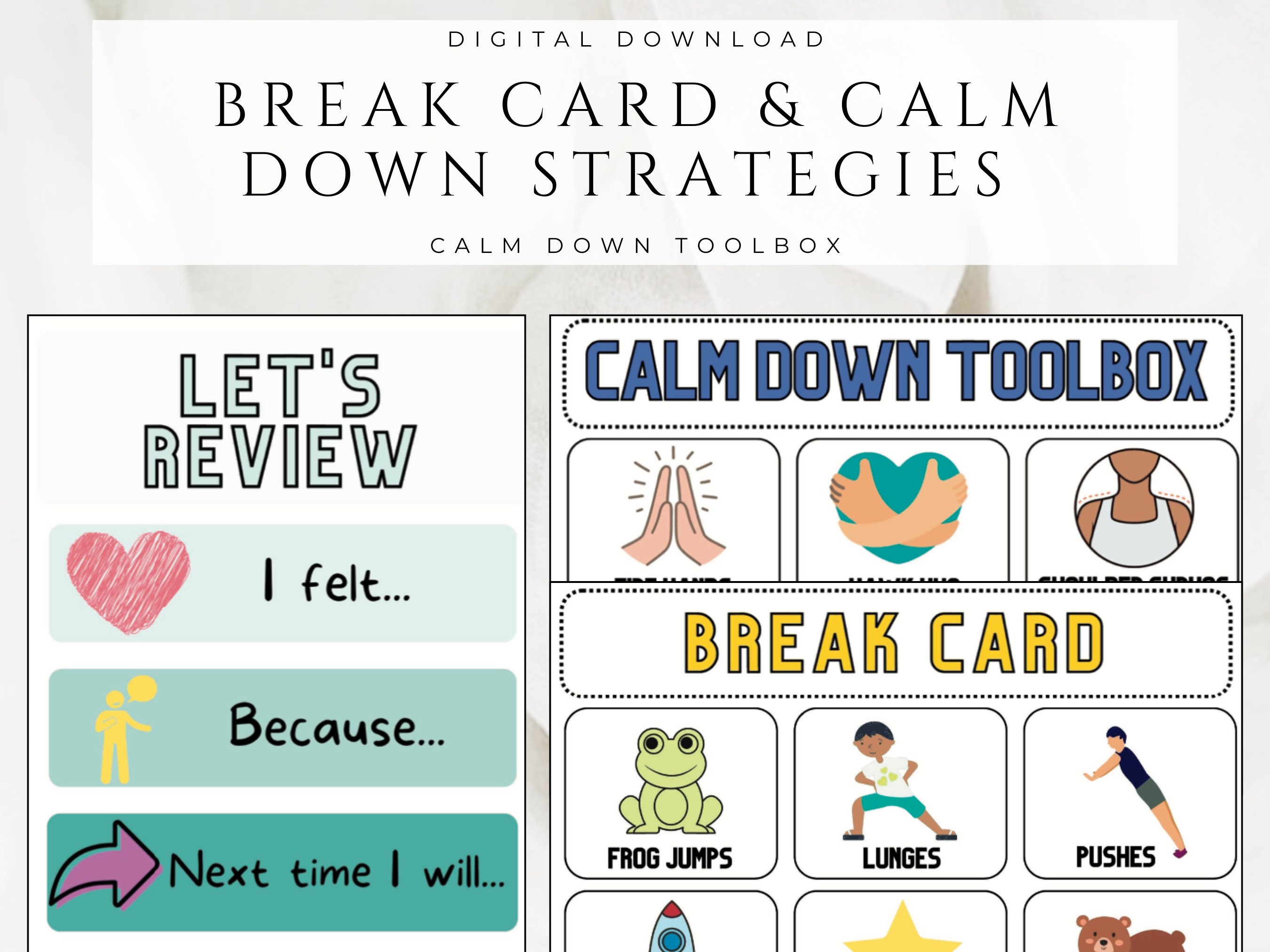 Calm Down Toolbox | Break Card | Visual Prompt | Digital Download ...