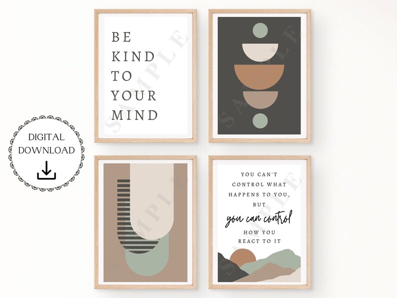 Boho Therapy Prints | Digital Download | Printable Posters | Set of 8 ...
