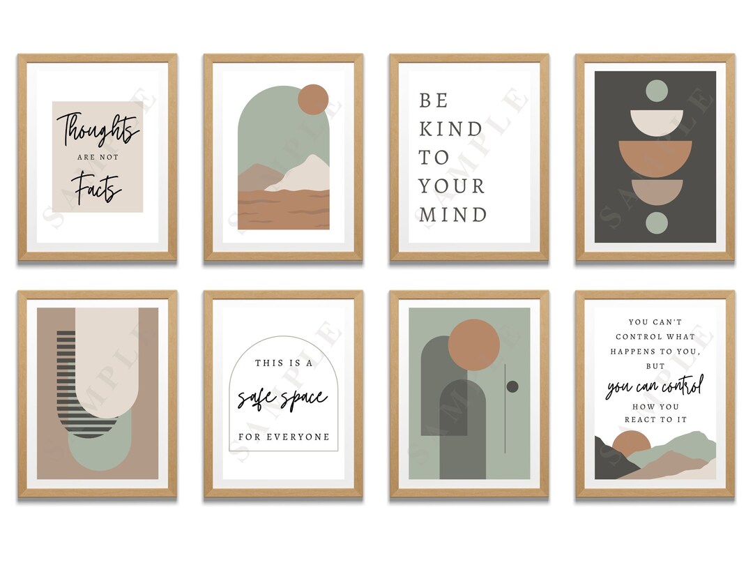 Boho Therapy Prints | Digital Download | Printable Posters | Set of 8 ...