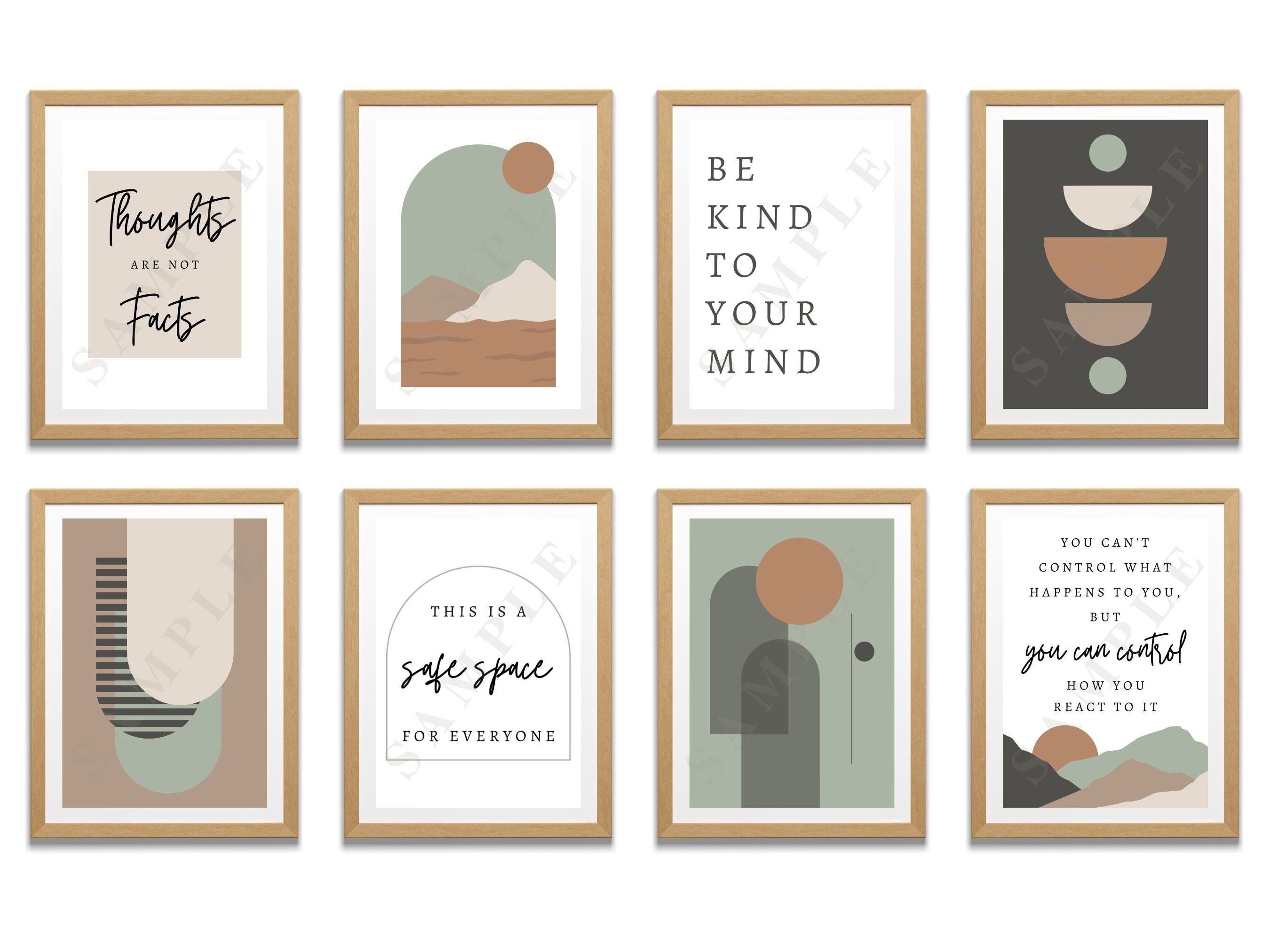 Boho Therapy Prints | Digital Download | Printable Posters | Set of 8 ...