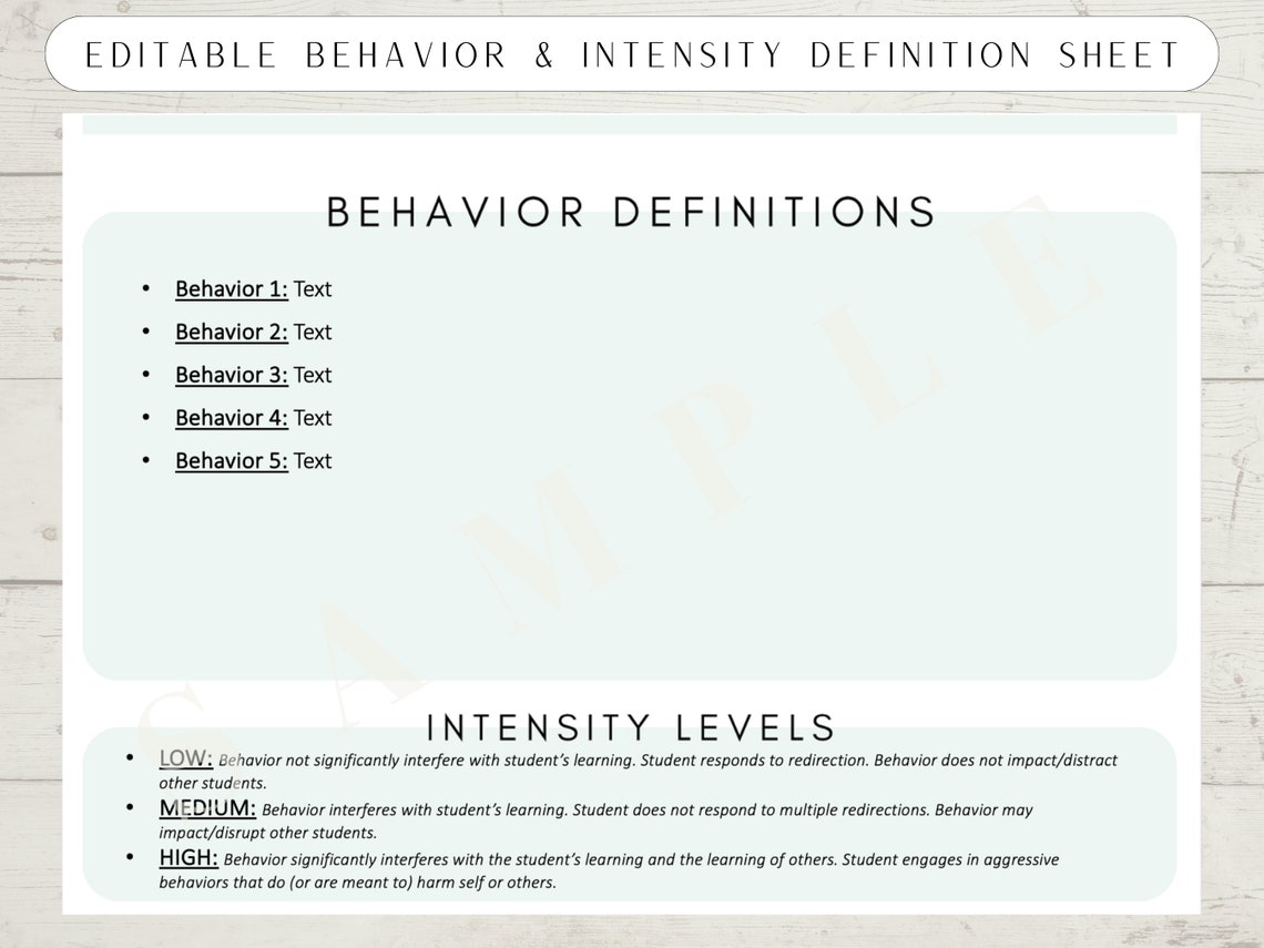 Editable ABC Data Collection Sheets Unstructured & Structured FBA ...