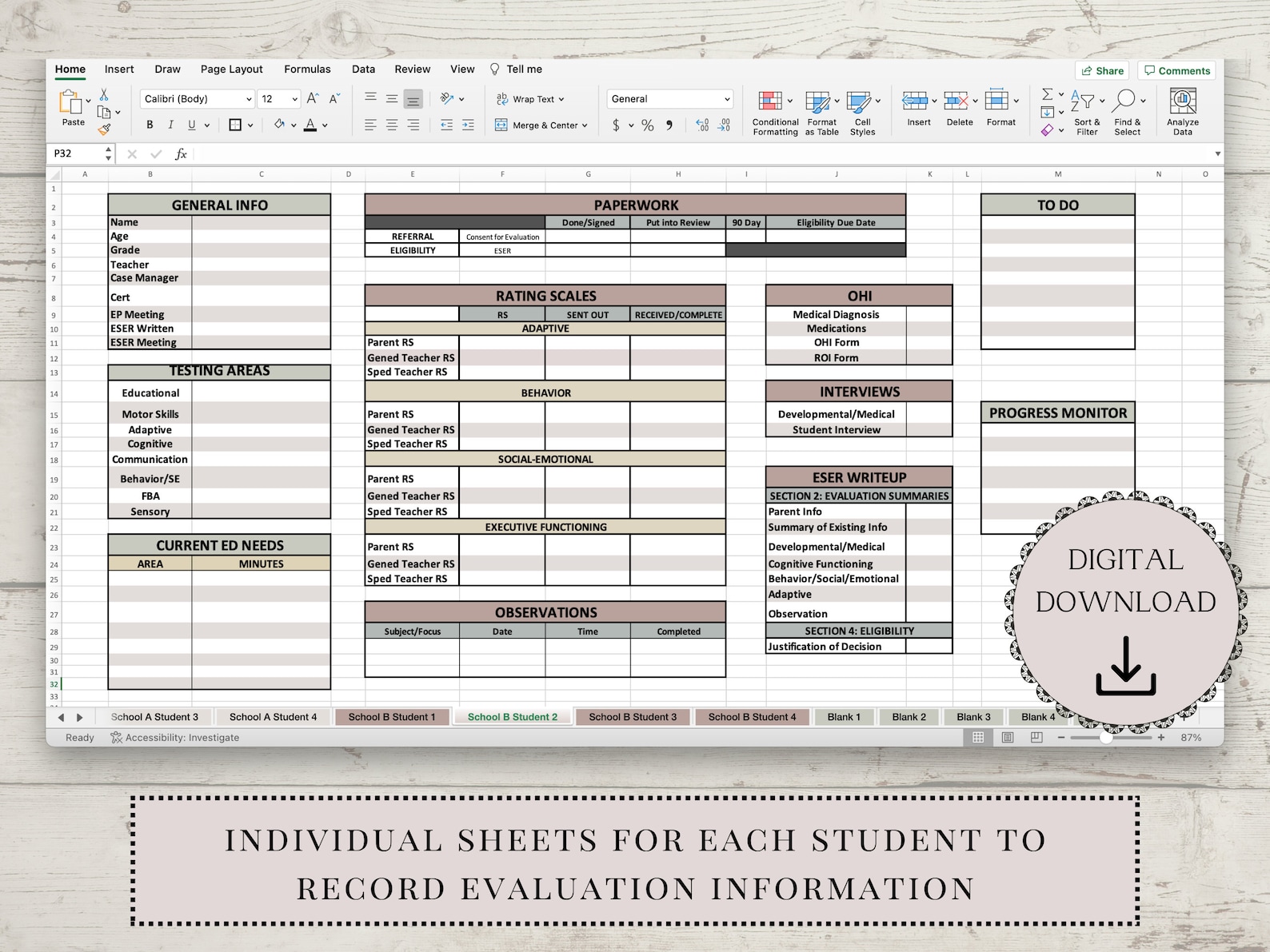 School Psychologist Caseload Spreadsheet | MULTIPLE SCHOOLS | Editable ...