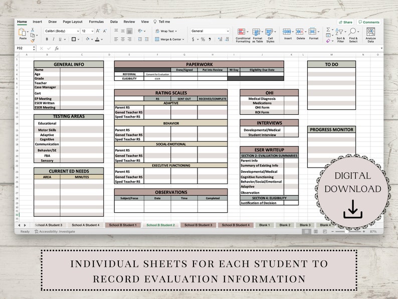 School Psychologist Caseload Spreadsheet | MULTIPLE SCHOOLS | Editable ...