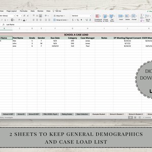 School Psychologist Caseload Spreadsheet | MULTIPLE SCHOOLS | Editable ...