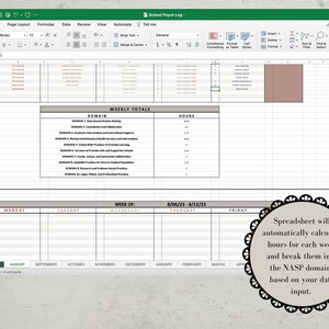 School Psychologist Hourly Log | NASP Domains | Excel Spreadsheet ...